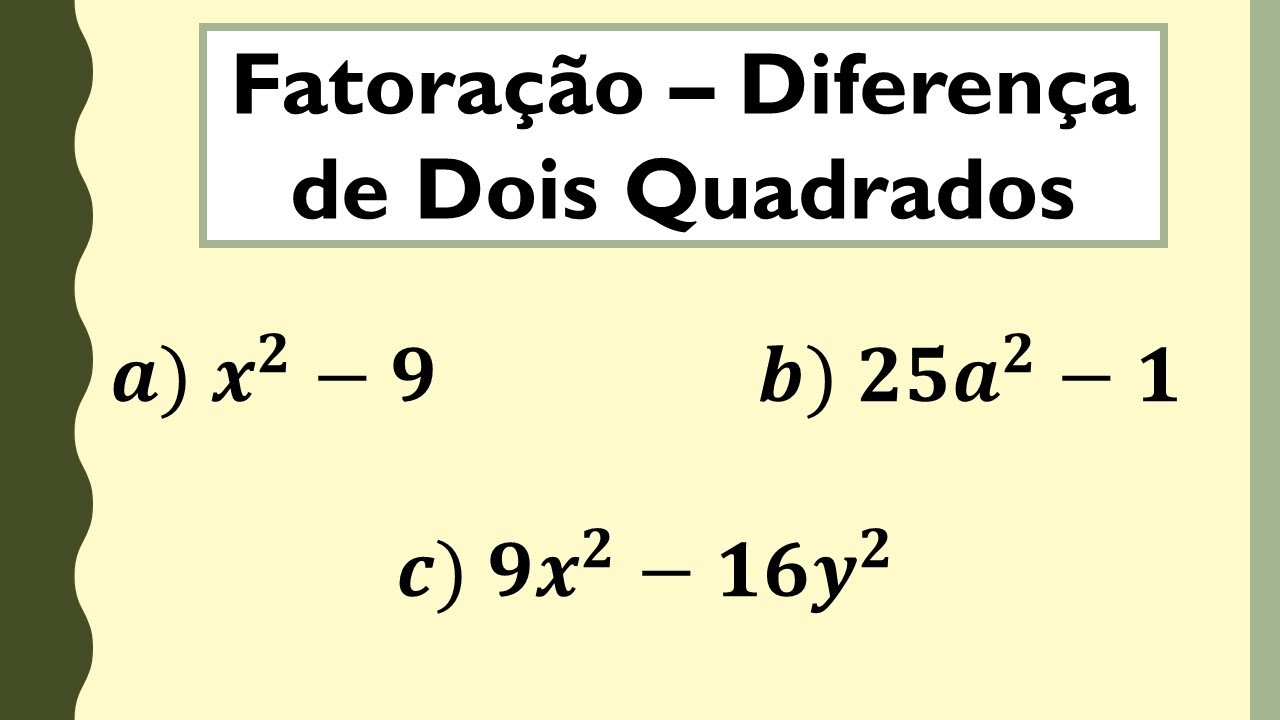 Diferença De Dois Quadrados Exercícios - RETOEDU
