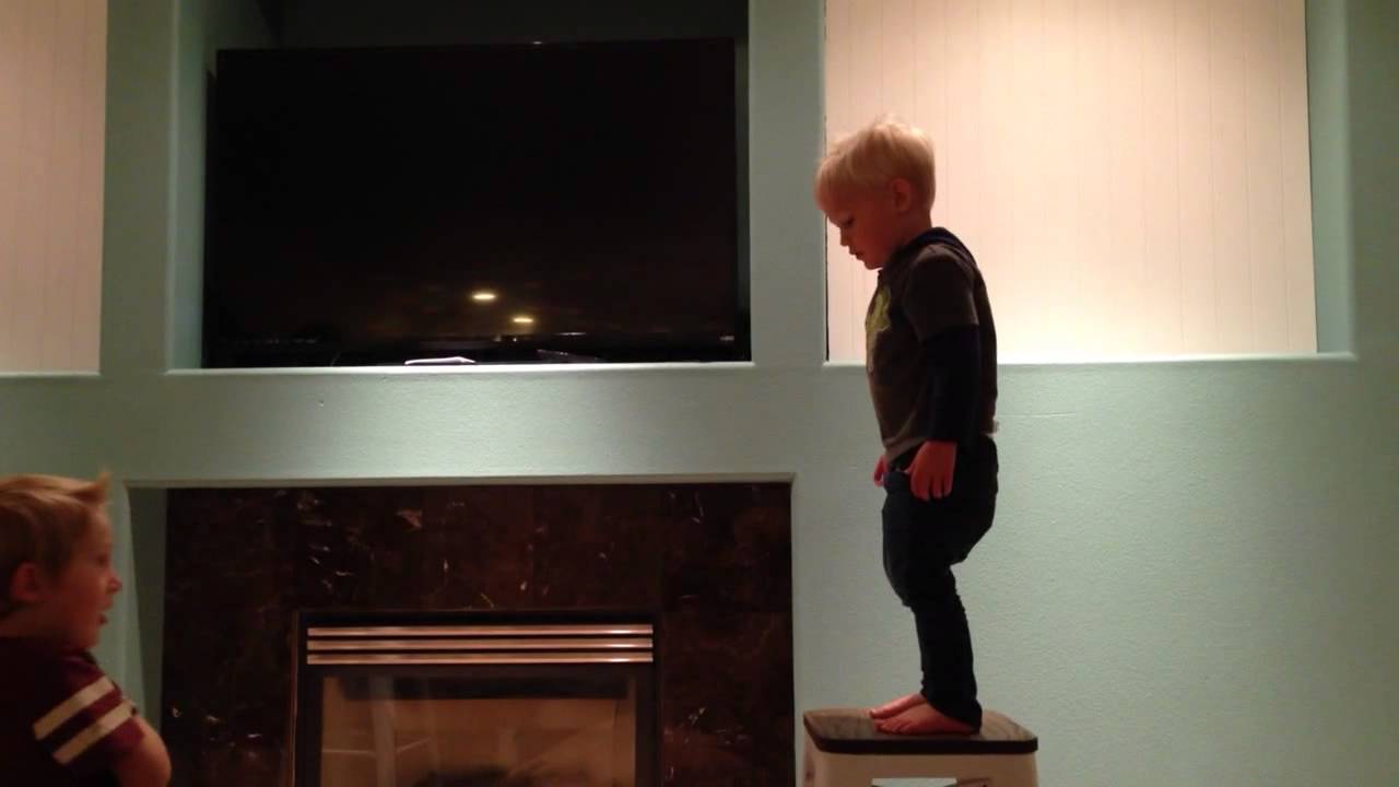 My boy's jumping off the bar stools - YouTube