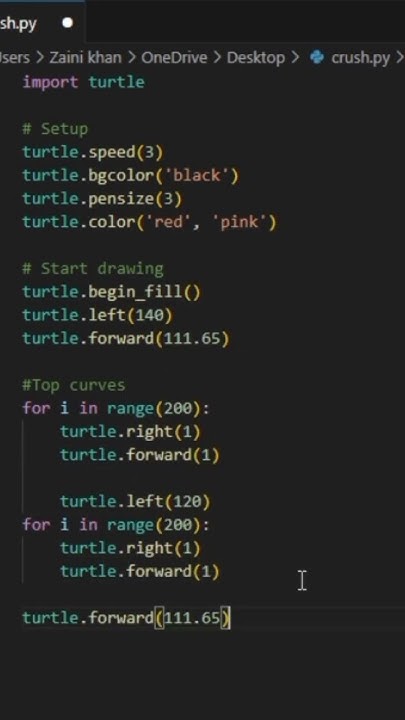 Impress your crush using python😉#pythonshorts #turtlegraphics #codingfun #pythonhacks # ...