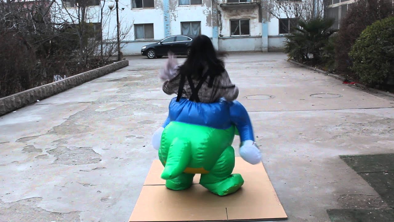 crazy inflatable performance green dragon cartoon - YouTube