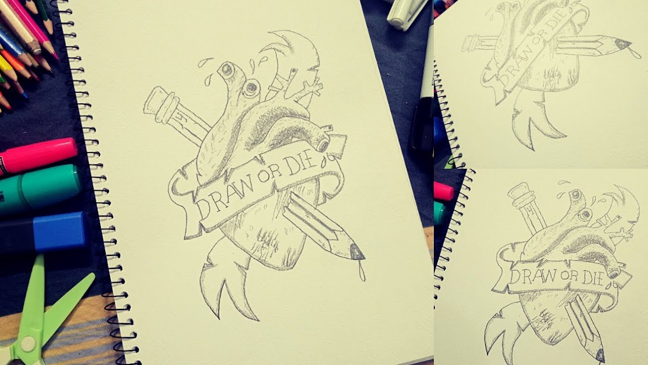Draw Or Die 🫀 ️ Pencil Sketch || Drawing Easy Tutorial.. - YouTube