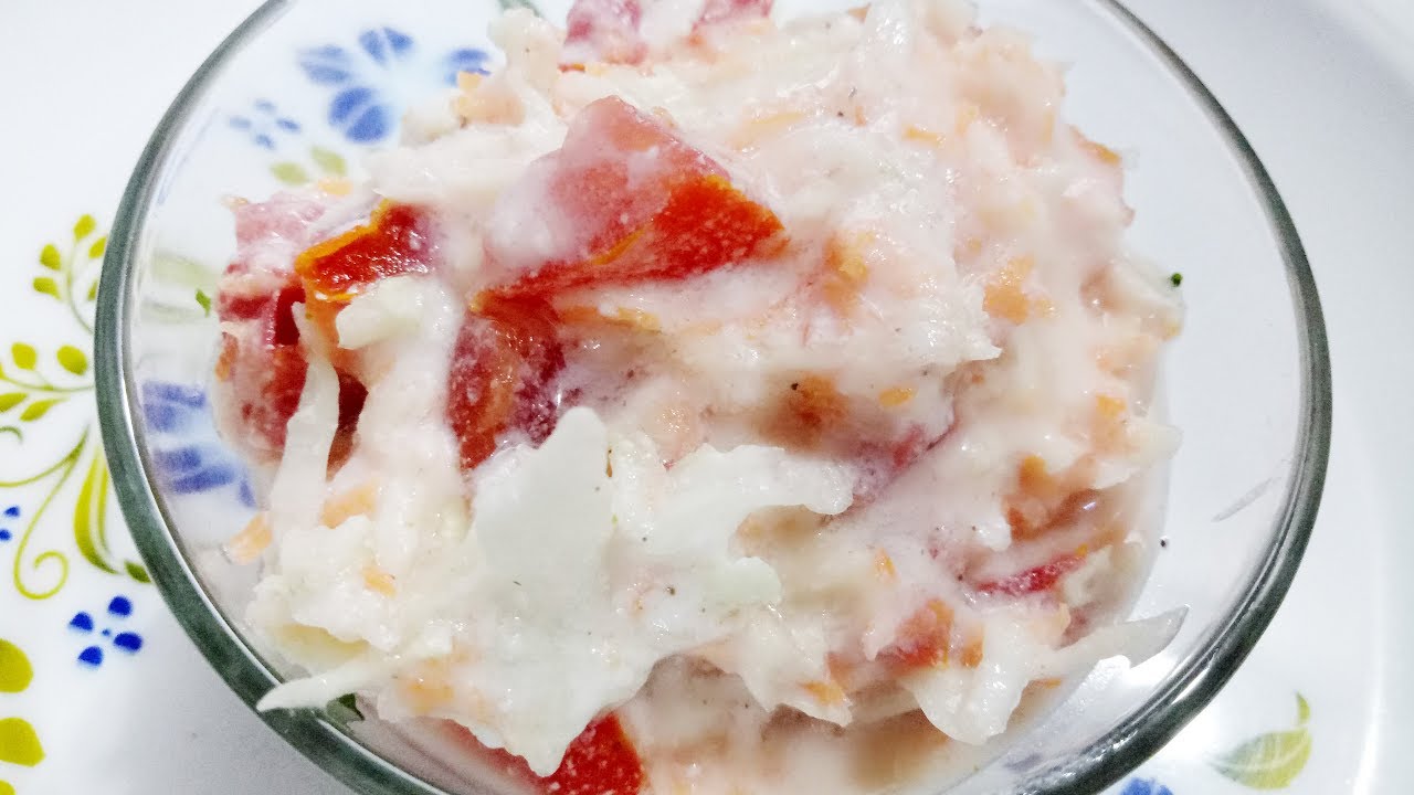 Mix Vegetable Salad with Curd Dressing | How to Make Yogurt Vegetable ...