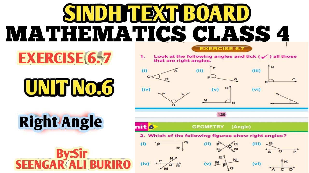 Right Angle | Exercise 6.7 Math class 4 | Math Grade 4 | Sindh Text ...