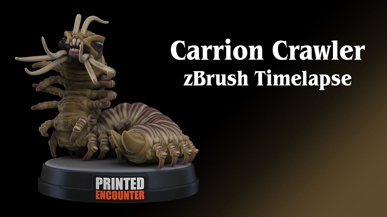 Carrion Crawler 3D printable miniature zBrush timelapse - YouTube