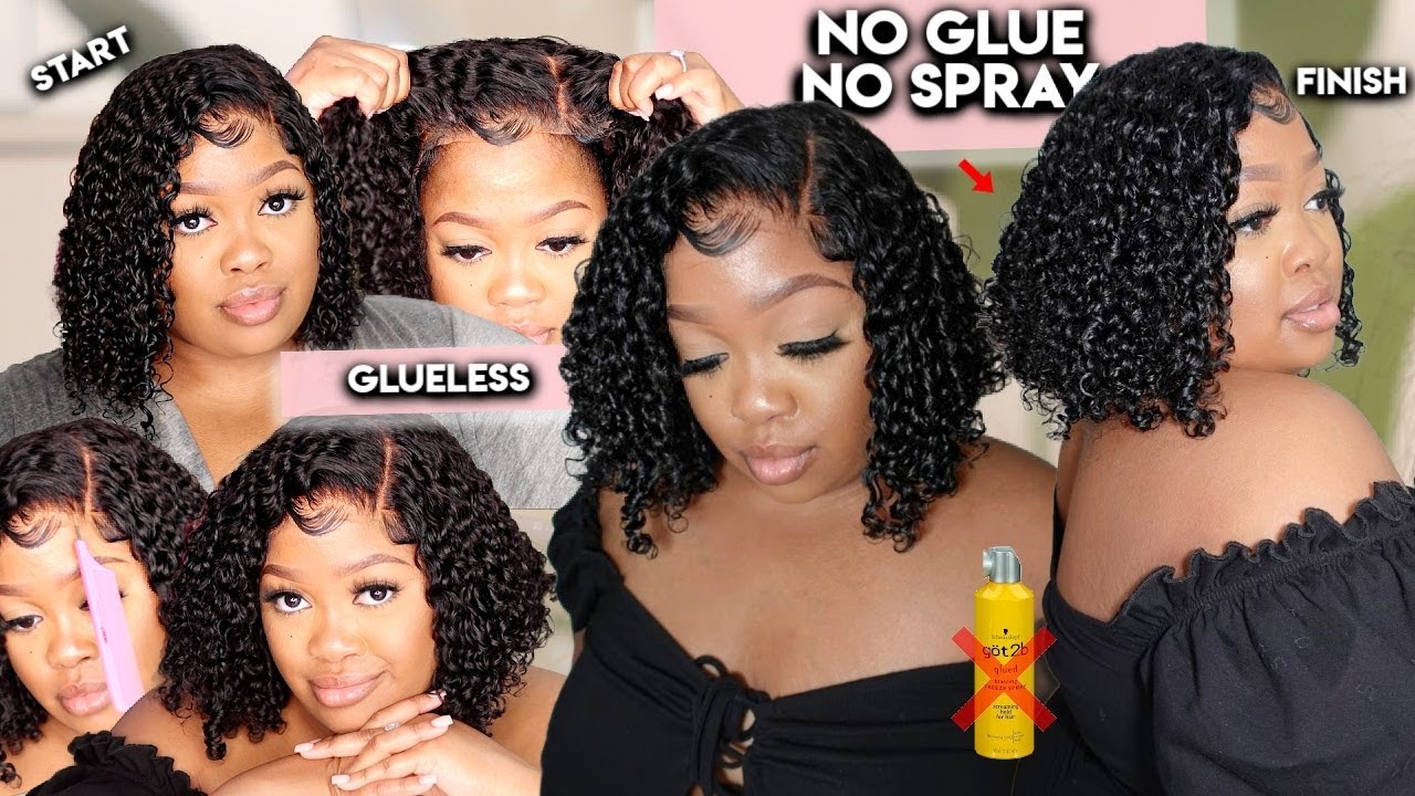QUICK Curly Lace Wig Install In Minutes | NO GLUE NO SPRAY | BEGINNER ...