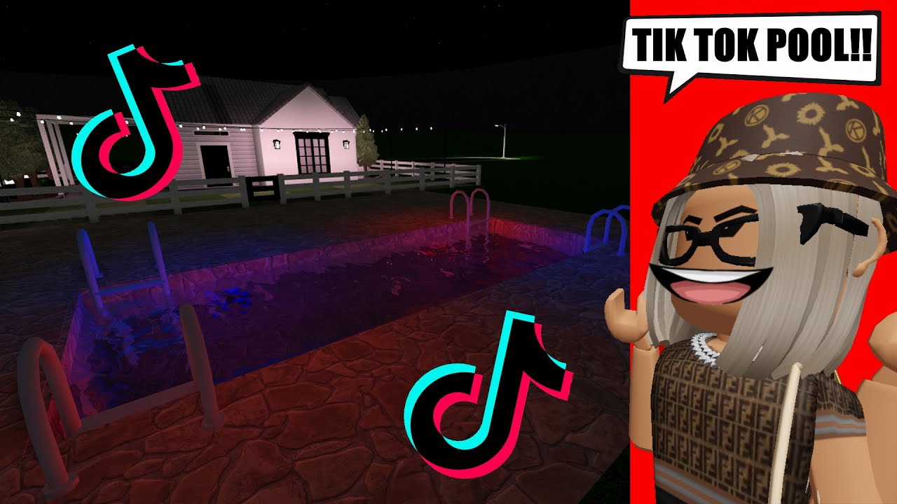 HOW TO MAKE A TIK TOK POOL IN BLOXBURG + *PARTY* - YouTube