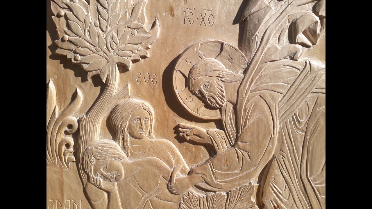 Dieu crée Adam et Eve, icone byzantine sculptée - YouTube