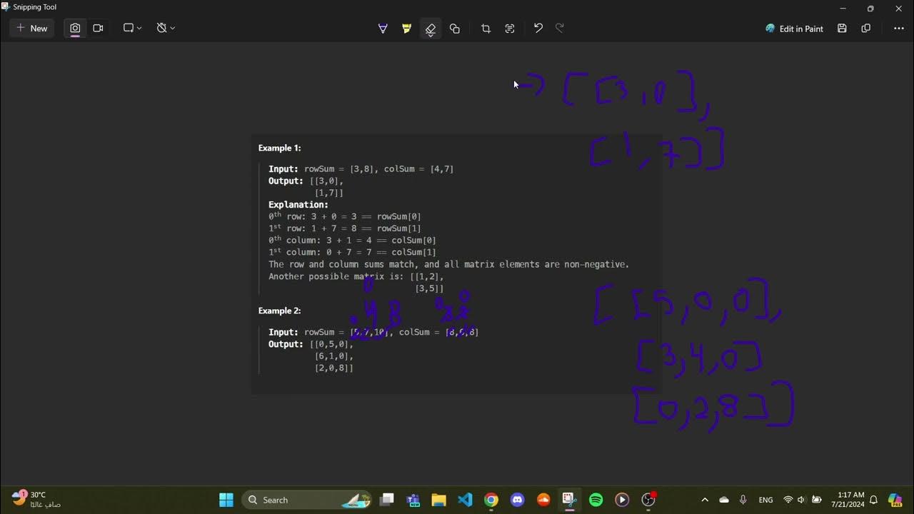 Daily problem Solution: 1605. Find Valid Matrix Given Row and Column Sums - YouTube