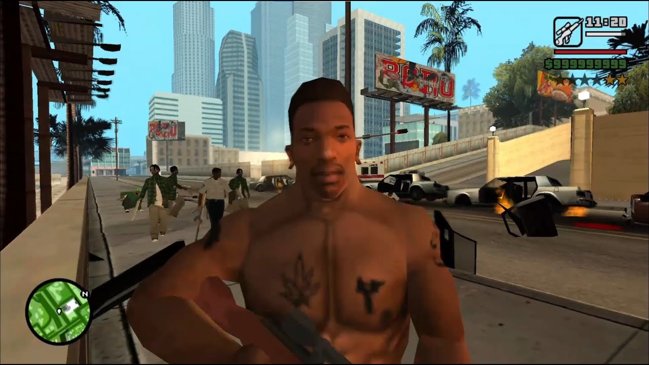 GTA SAN ANDREAS - CJ with a big gang attacks the police and starts a ...
