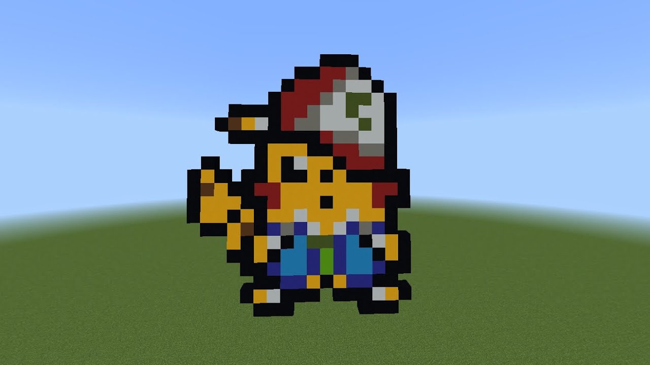 Tutorial pixel art pikachu ash ketchum Minecraft - YouTube
