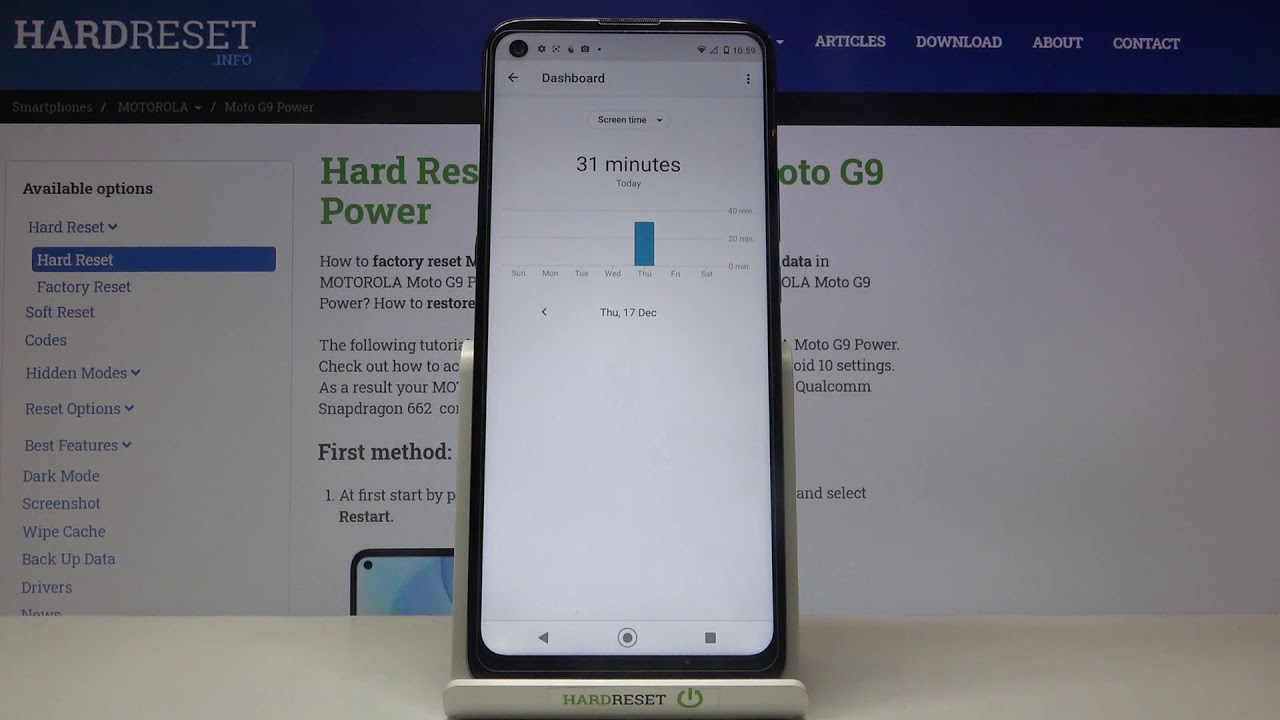 How to Check Total Screen Time – Display Settings in MOTOROLA Moto G9 ...