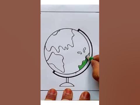 How to Draw a Globe Step by Step Easy I Globe Drawing | World Map ...