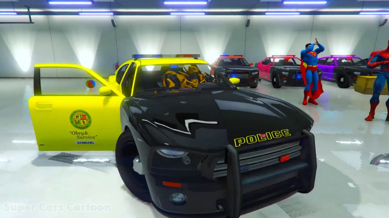 HULK LEARN COLOR POLICE CARS in Garage funny cartoon for kids and ...