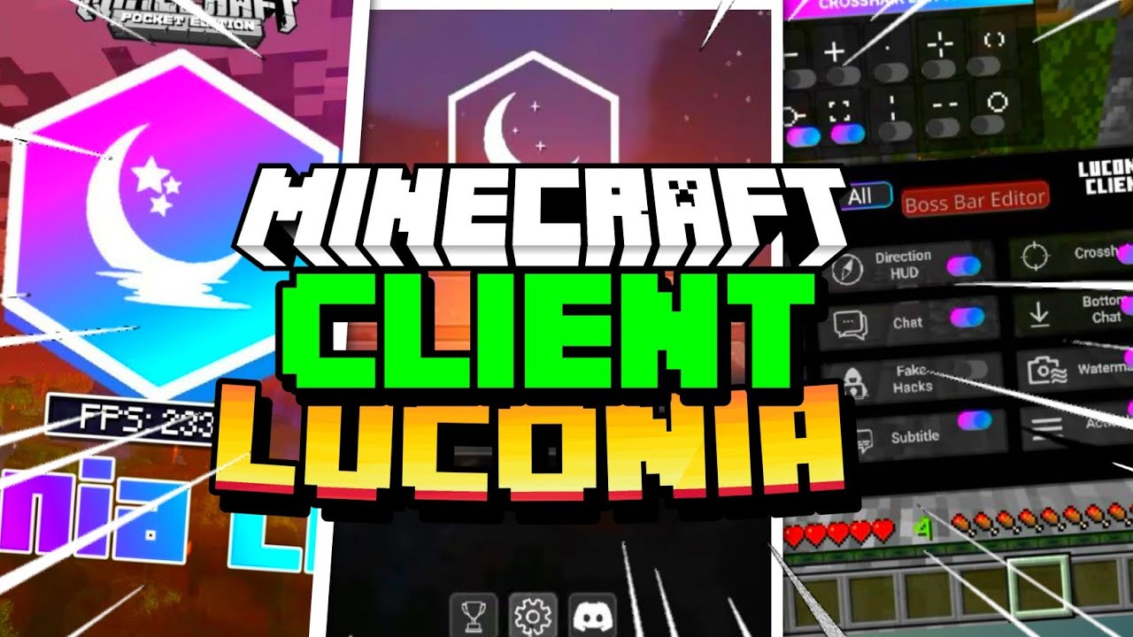 LUCONIA CLIENT MCPE (1.19) LUNAR'S MOD MENU, CROSSHAIR EDITOR - YouTube