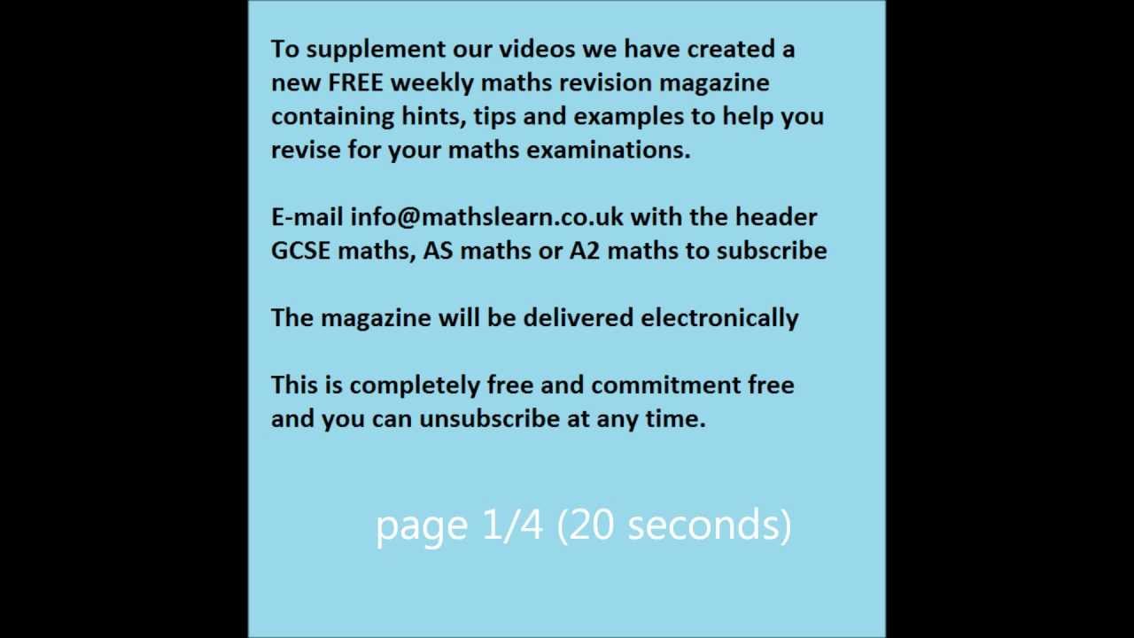 Free Weekly Maths Revision Magazine - details on how to apply - YouTube