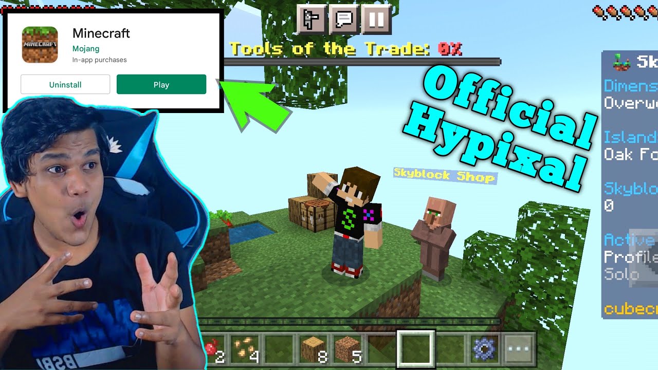 How To Play hypixel like skyblock on mcpe blackclue gaming minecraft ...