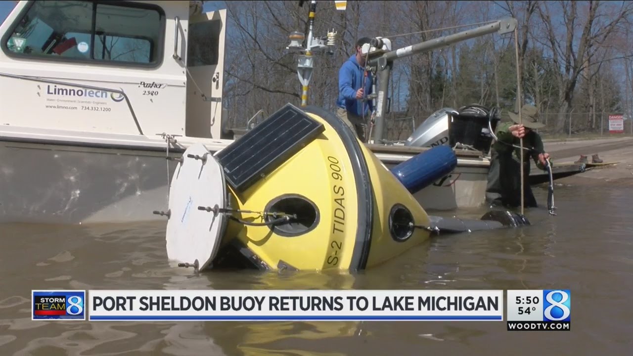 Crews deploy Port Sheldon buoy cam into Lake Michigan - YouTube