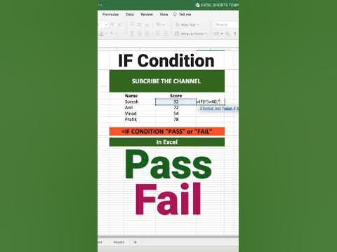 Result Pass Fail If Condition Excel - YouTube
