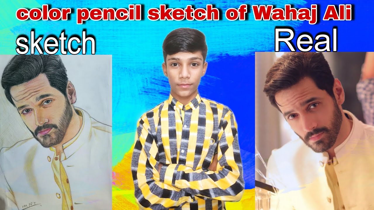 colour pencil sketch of Wahaj Ali - Artist Hussain Mehdi - HM fun & art - Tere Bin - har pal geo ...