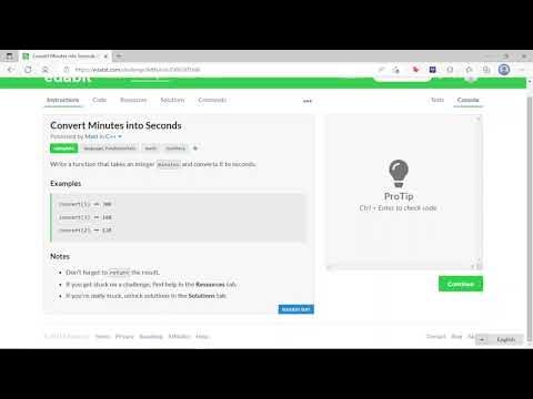 C++ Tutorial for Beginners - Edabit - Convert Minutes into Seconds ...