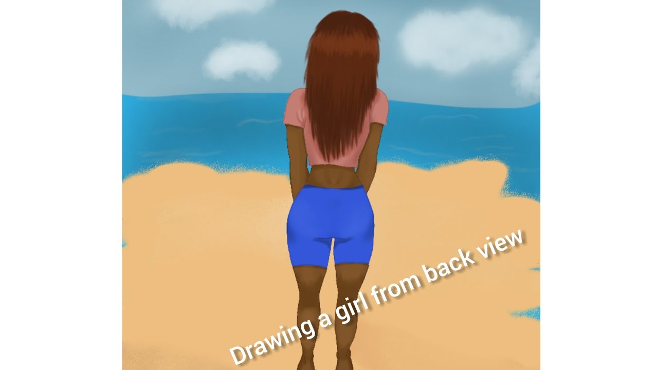 How to draw a girl from back view - YouTube