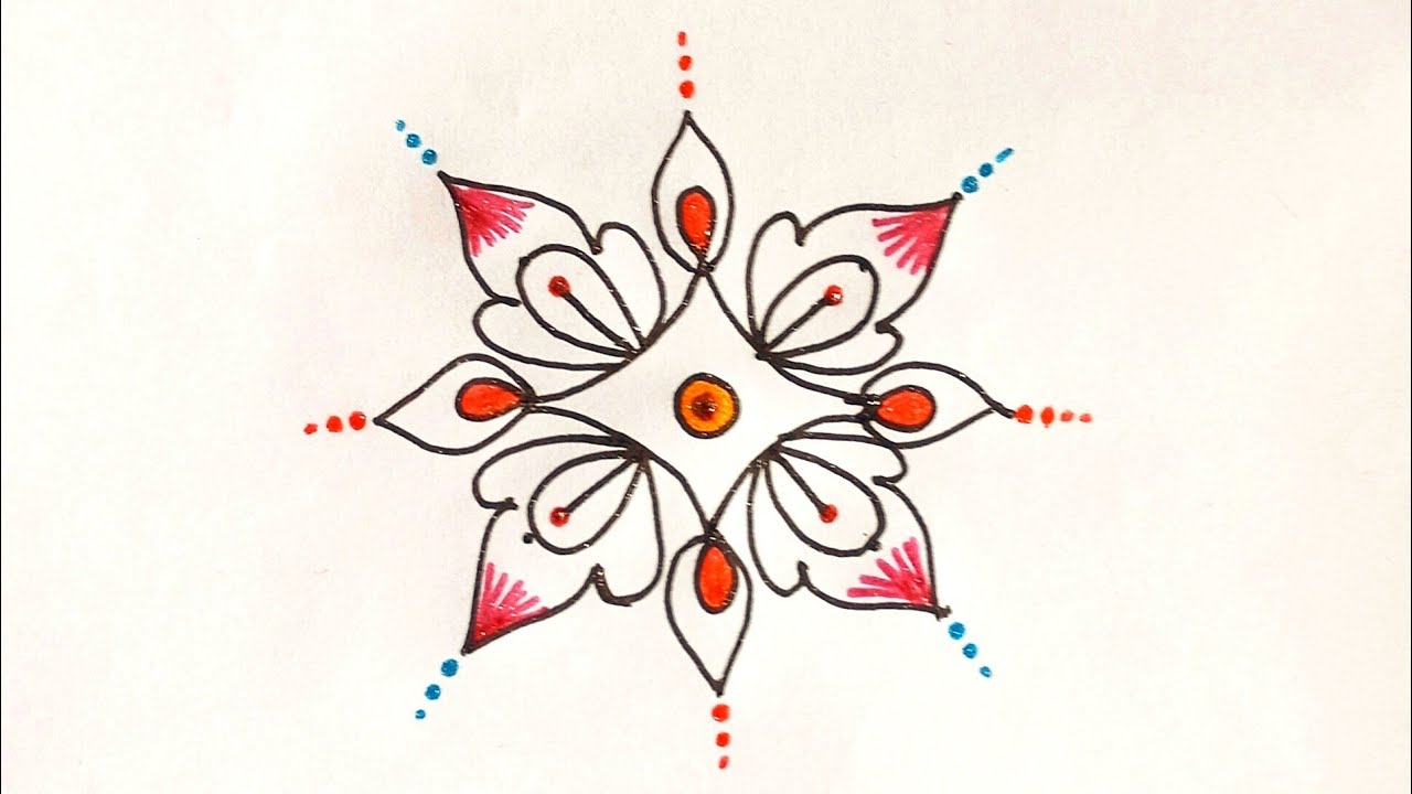 rangoli 🌺designs** chukkala muggu(3×3)dots🌼flower muggu simple and ...