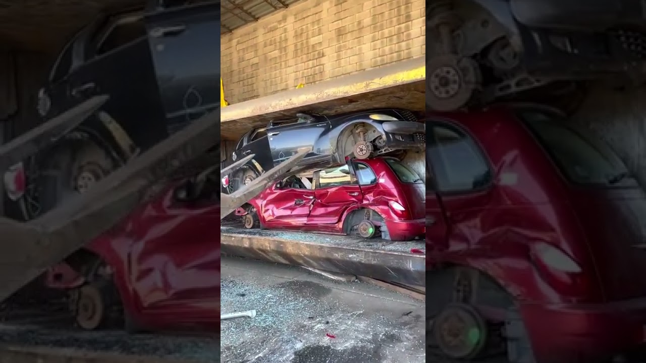 World Record Double PT Cruiser smash - 2 PT Cruisers get crushed ...