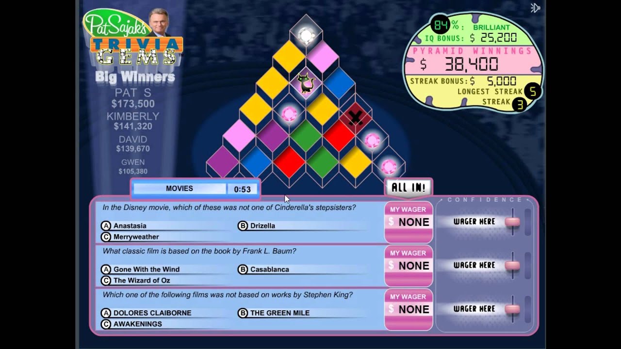 How to Play Pat Sajak's Trivia Gems. Finished 4th Best. [HD] - YouTube