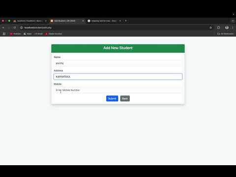 PHP CRUD operations using the XAMPP server and then mysql - YouTube