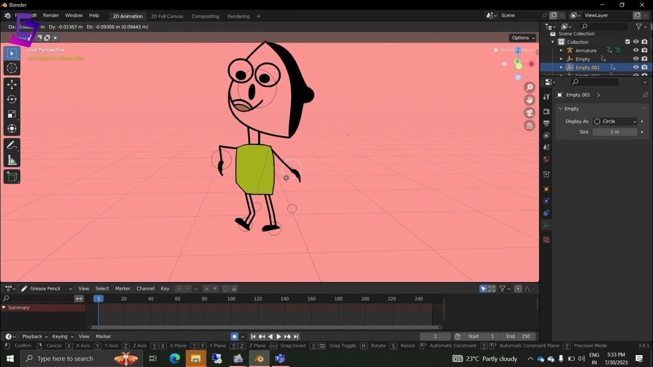 Blender 2D animation | Grease pencil rigging | #2d #greasepencil #tutorial #blender 2D character ...
