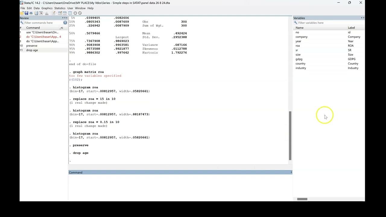 Simple Steps in Stata Video 6 - Preserve and Restore - YouTube