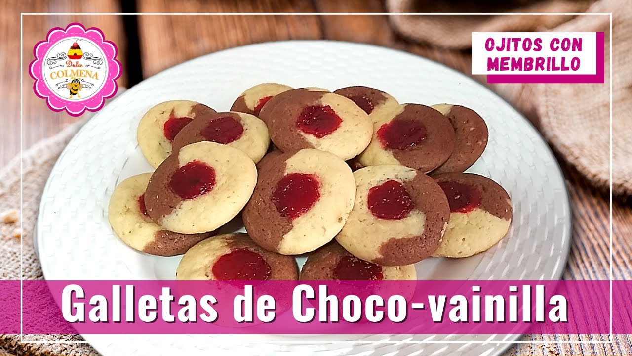 Galletas ojitos de chocolate con vainilla rellenas de Membrillo / pepas ...