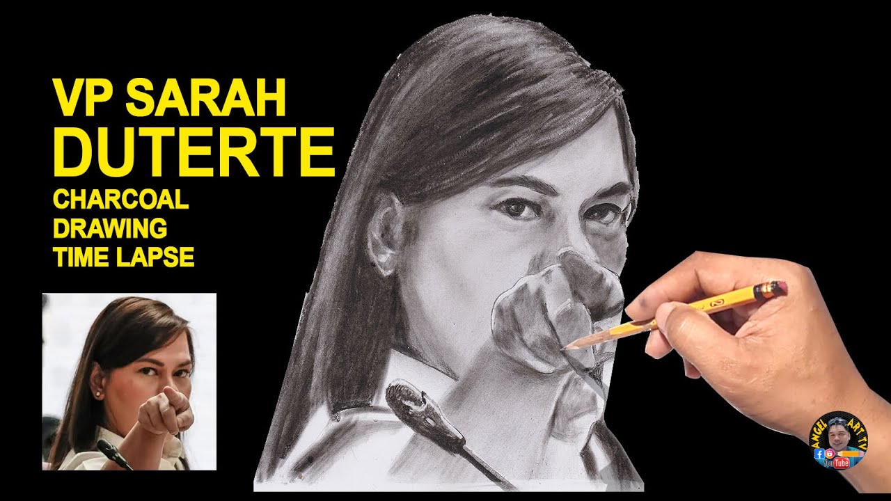 VP Sarah charcoal drawing time lapse - YouTube