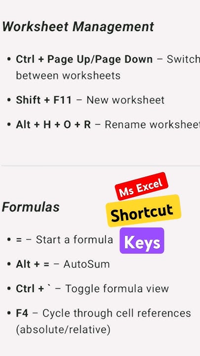 MS Excel important shortcut keys #exceltutorial #microsoftoffice #shortsfeed #shorts - YouTube