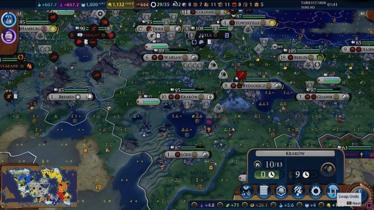 Civilization VI 2024-07-05 | War against France | Germany | Fractal | 5/8 | Turn 354-369 - YouTube