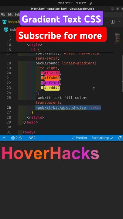 Gradient Text In Css Coding Htmlcss Javascriptwebdevelopment Youtube