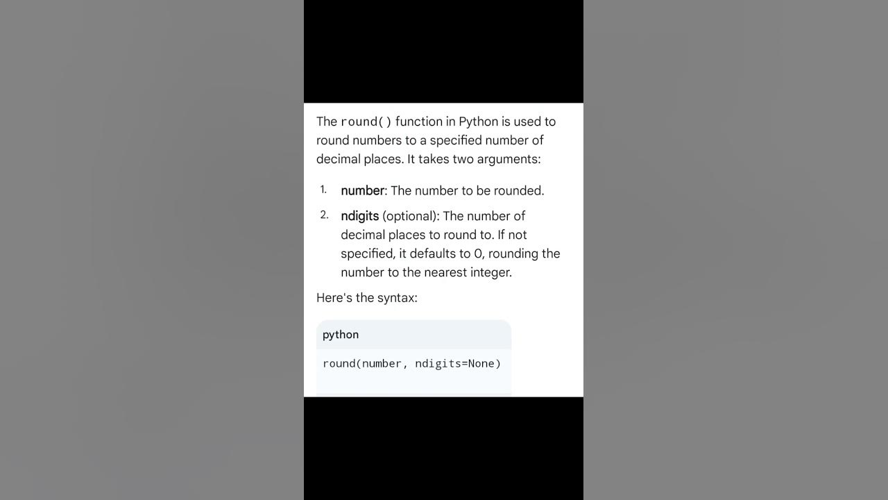 Round Function Pythonprogramming Youtube