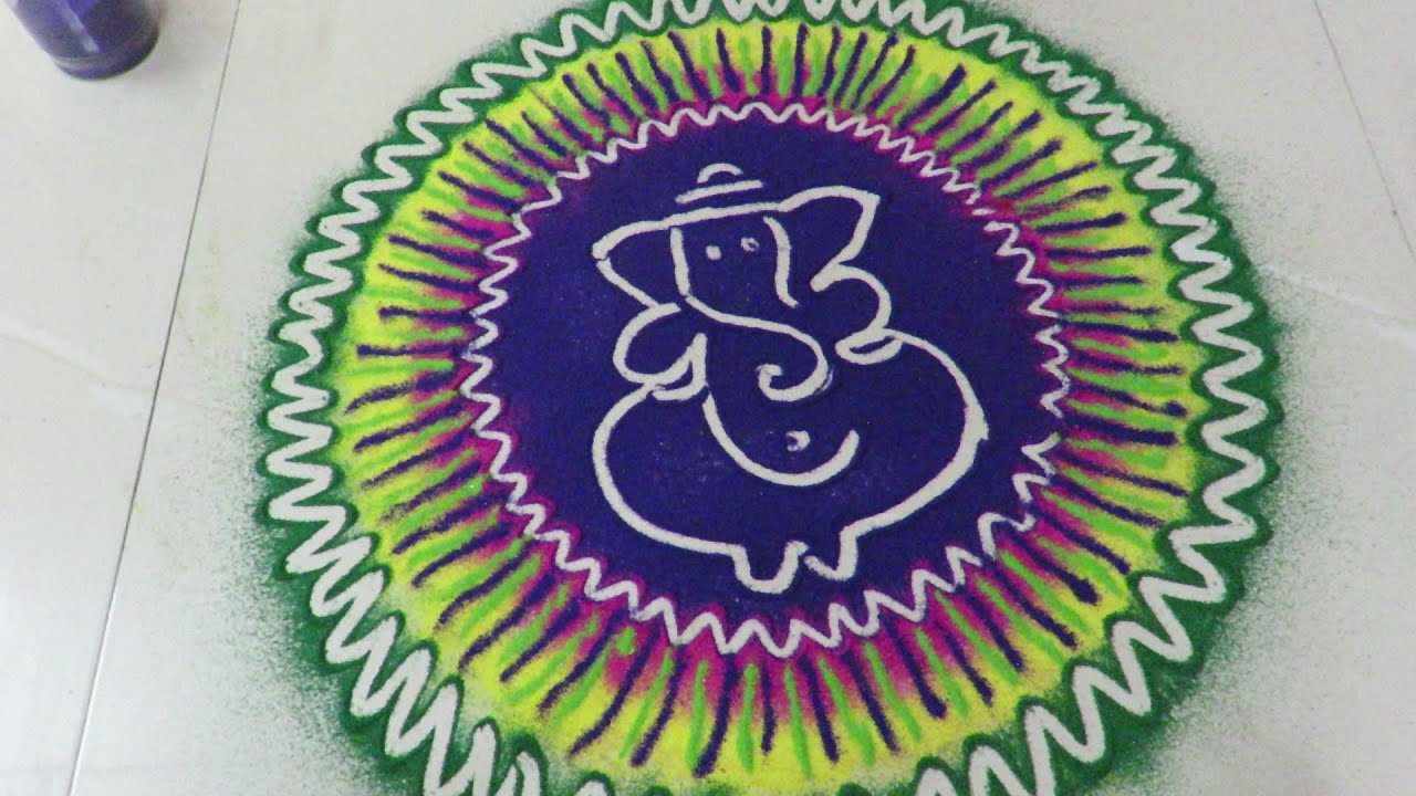 ganpati rangoli design/ /Ganesh Chaturthi //Vinayakar Chaturthi kolam ...