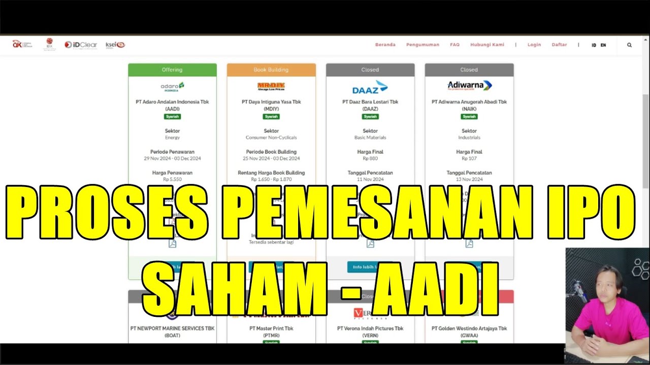 Proses pemesanan IPO saham AADI !! - YouTube
