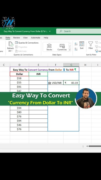 No More Google Searches: 😮 How to Convert Currency in Excel (USD to INR) #shorts - YouTube