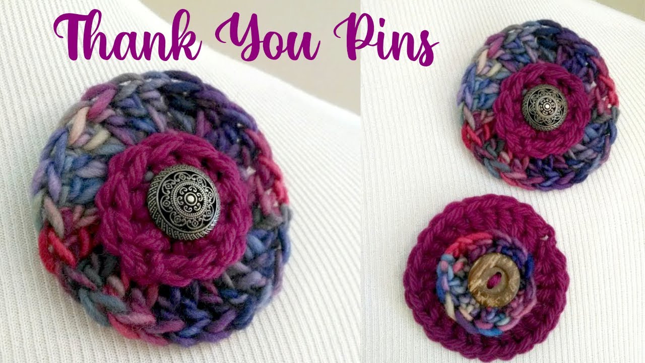 How To Crochet Thank You Pins - YouTube