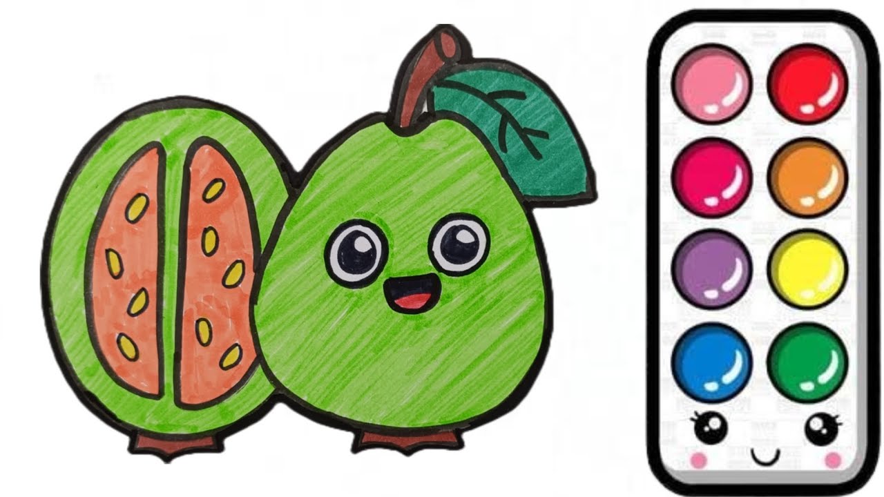 How To Draw Easy Guava Fruit For Kids🍐| Very Easy Drawings - YouTube