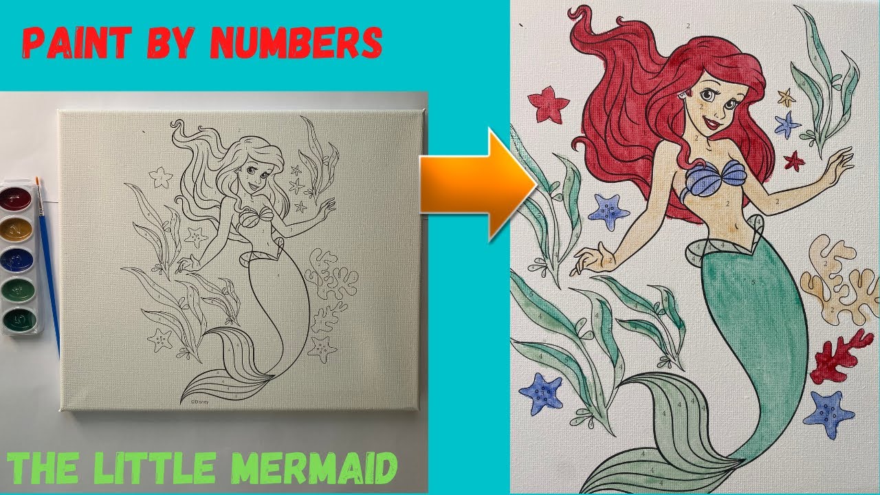 Painting/Colouring Ariel from The Little Mermaid// Paint by Numbers ...