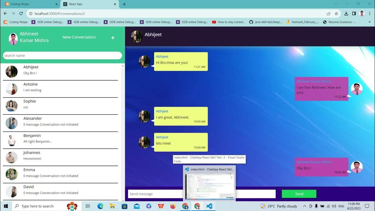 React Chatapp React Skill Test 3 Coding Ninjas Youtube