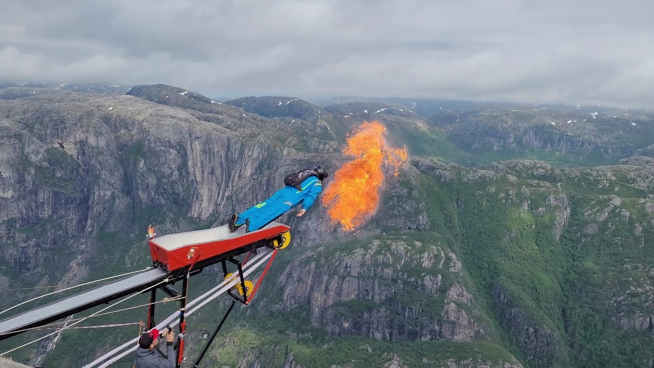 Human Cannonball BASE Jump - YouTube