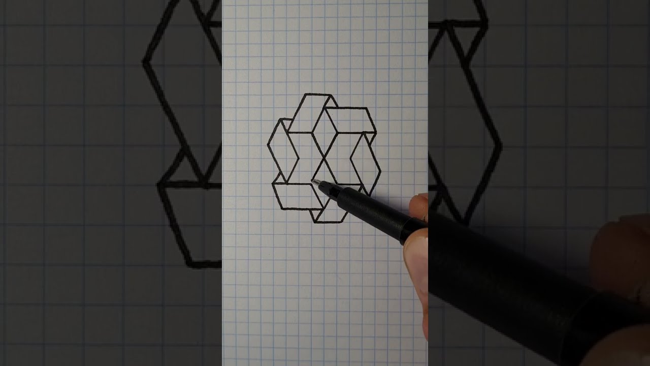 3D drawing cube step by step grapic draw - YouTube