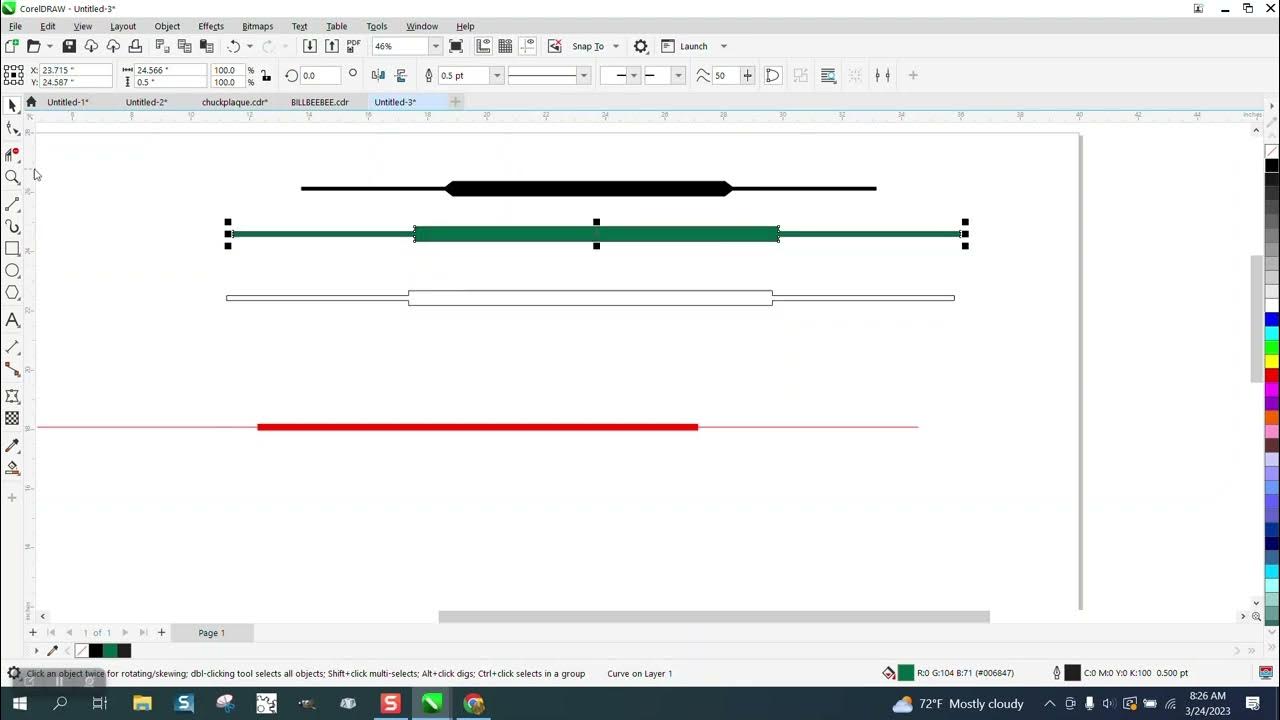 Corel Draw Tips & Tricks Thick Line Thin Line on the same line Part 2 - YouTube