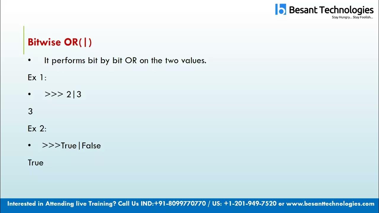 Python Operators Bitwise Operators In Python Python Tutorials For Beginners Tamil Youtube