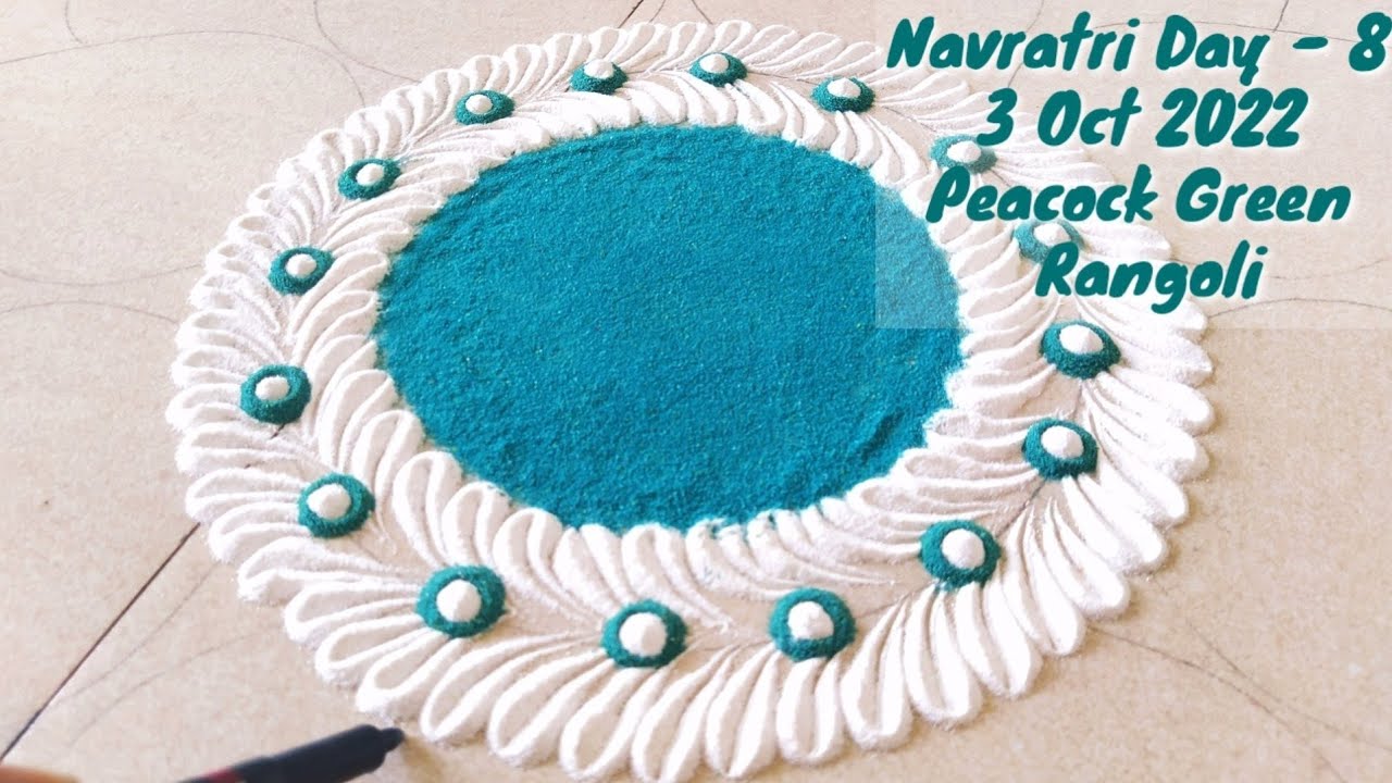 Very Innovative Creative Peacock Green Rangoli Design || Diwali Rangoli ...