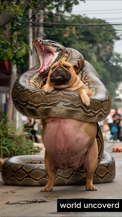 Wild Encounter: Giant Python Strikes a Dog in the Street #shorts - YouTube